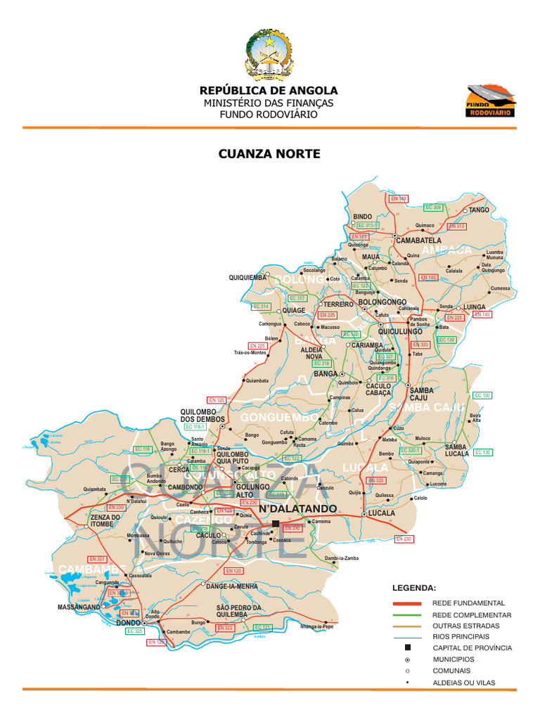 Mapa Rodoviario Cuanza Norte | PDF