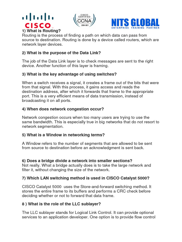 CCNA Interview Questions | PDF | Computer Network | Ip Address