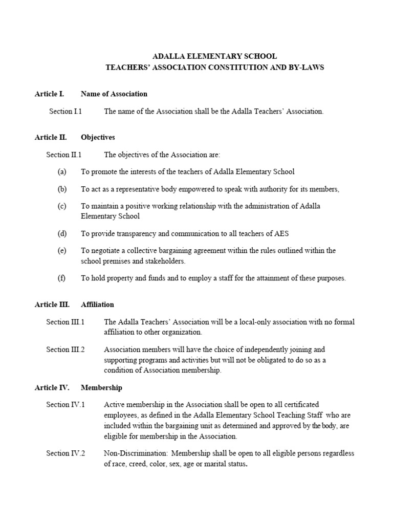 ADALLA TEACHERS ASSOCIATION - Bylaws-Final | PDF | Presidents Of The ...