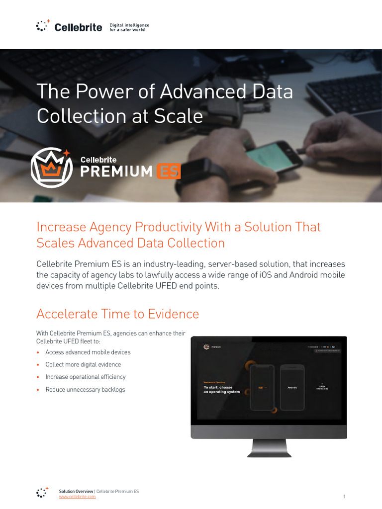 Solution Overview Cellebrite Premium ES-1 | PDF | Scalability | Ios
