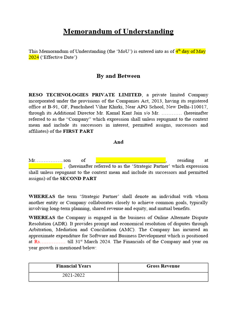 MoU Final Draft | PDF | Arbitration | Private Law