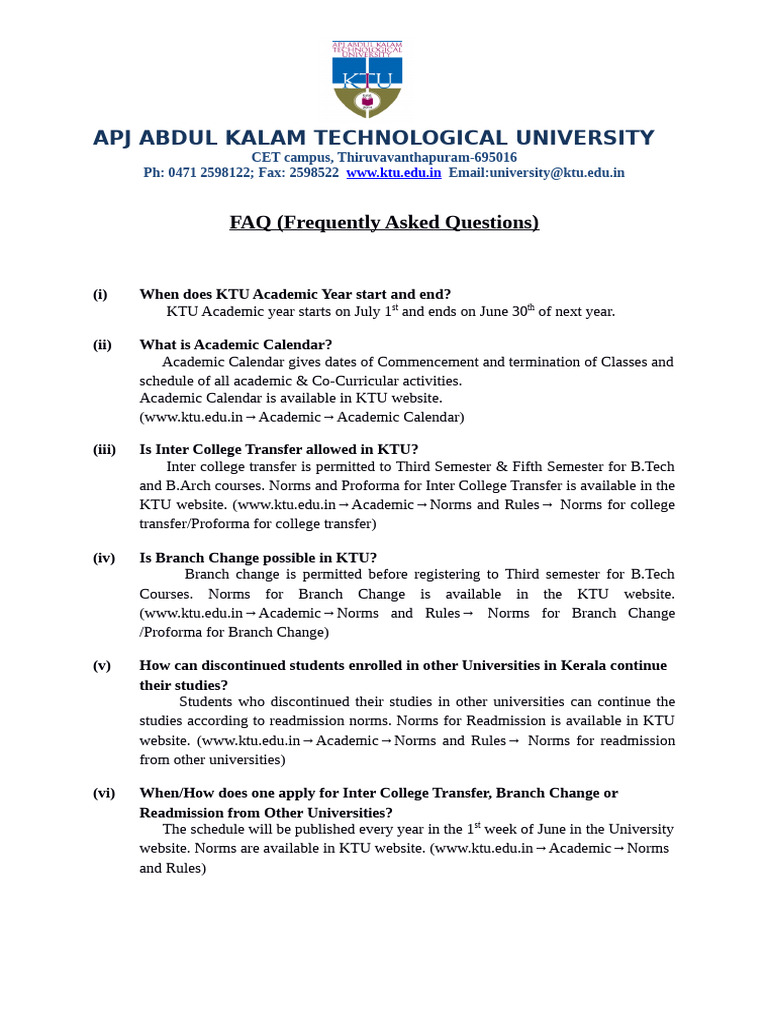Academics Frequently Asked Questions | PDF | Academic Term