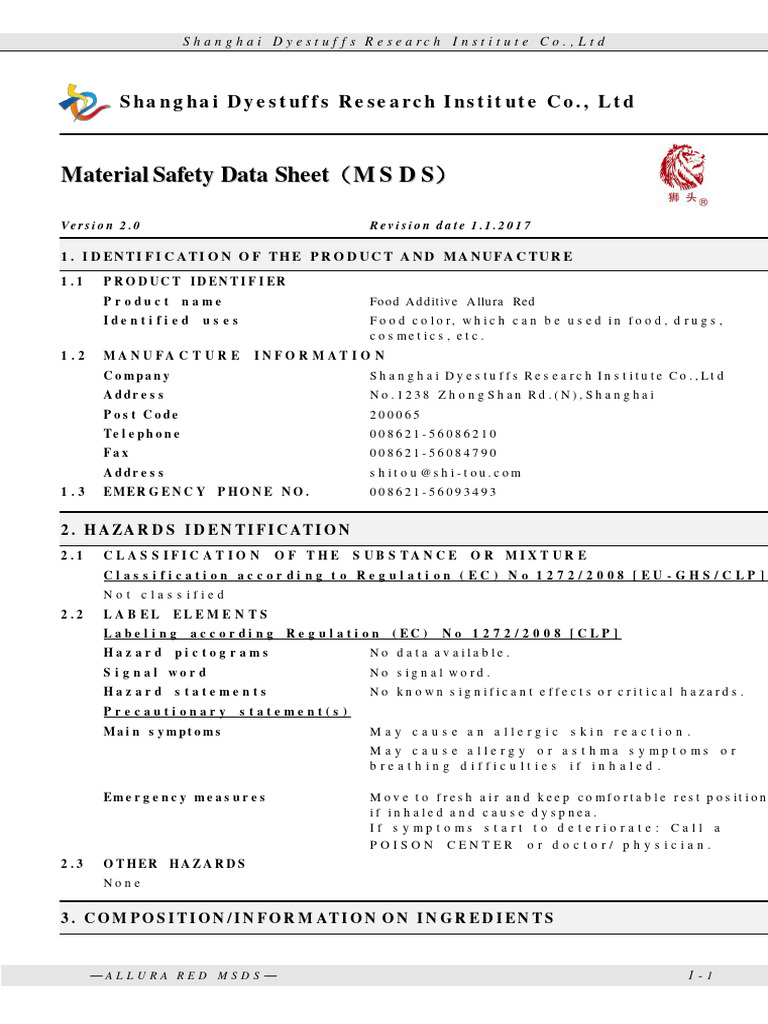 Shanghai MSDS | PDF | Toxicology | Workplace