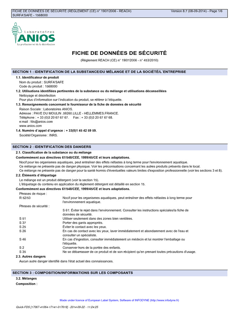 Fds-Surfa Safe | PDF | Chimie | Santé et sécurité au travail