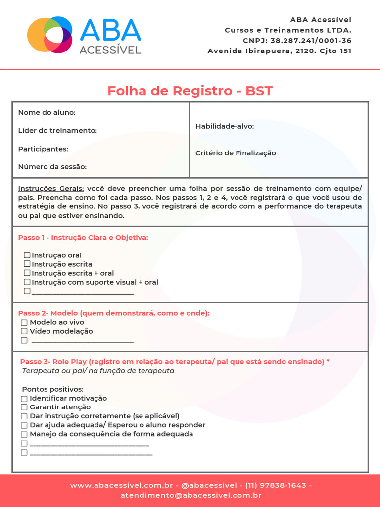 FOLHA DE REGISTRO BST | PDF
