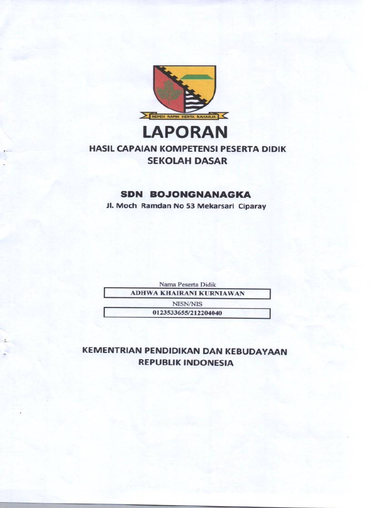 RAPOR KELAS 5 S 2 | PDF