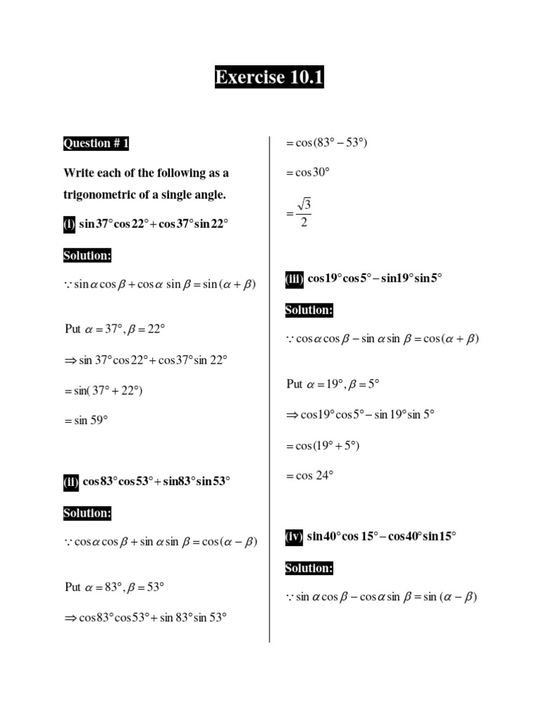 Math Class 11 Chapter 10 Ex 10.1 KPK Book FEDRAL Board | PDF | Triangle ...