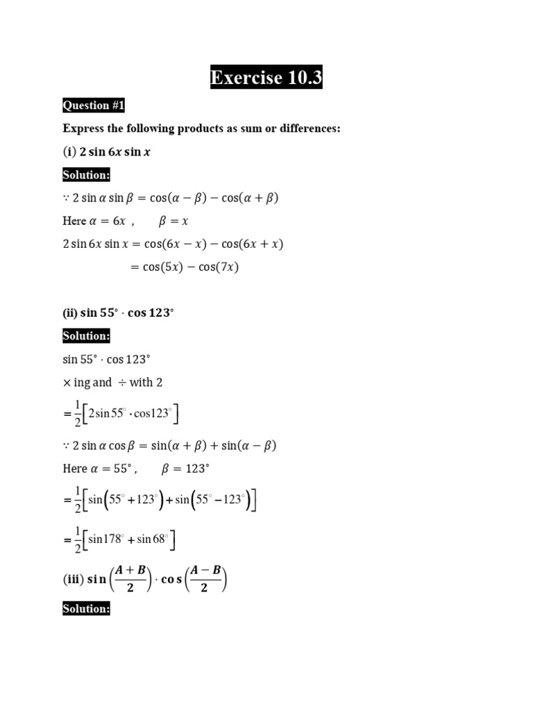 Math Class 11 Chapter 10 Ex 10.3 KPK Book FEDRAL Board | PDF ...