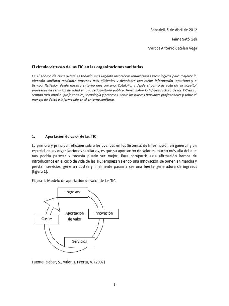 El círculo virtuoso de las TIC en las organizaciones sanitarias 2 | PDF ...