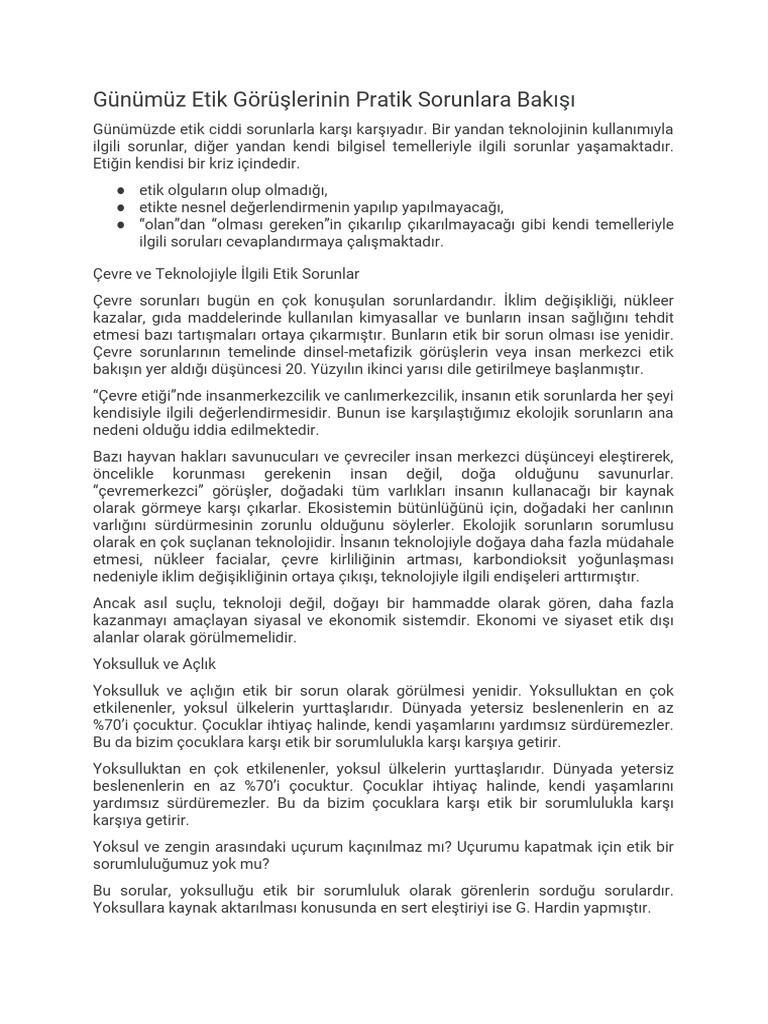 6.Etiğin Belli Başlı Teorik Ve Pratik Sorunları | PDF