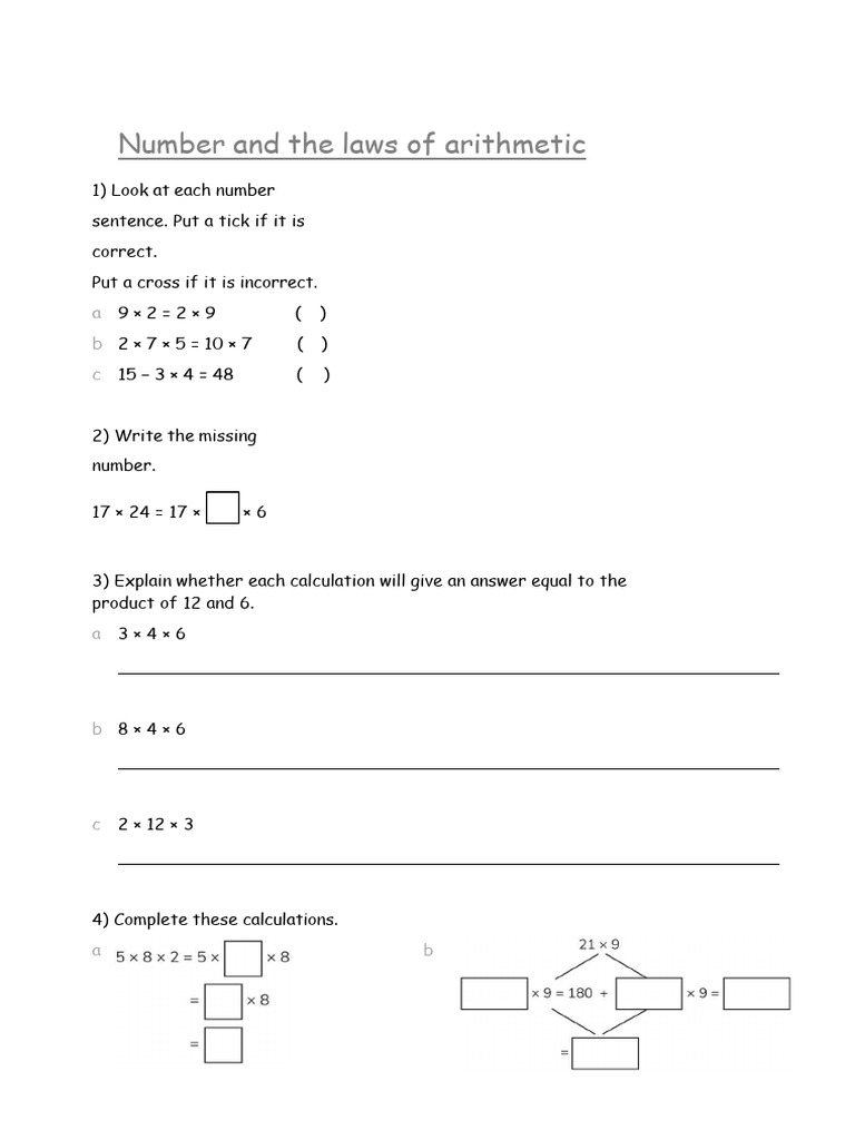Arithmetic Laws and Problem Solving | PDF | Arithmetic | Mathematics