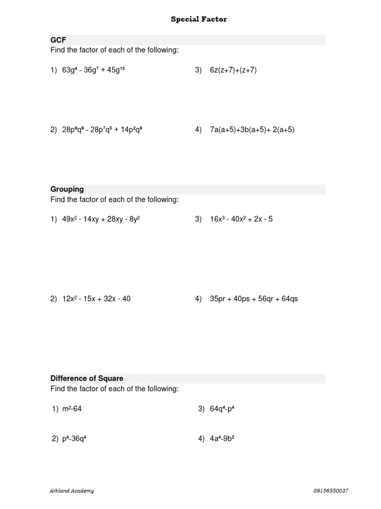 Algebra Factoring Guide | PDF