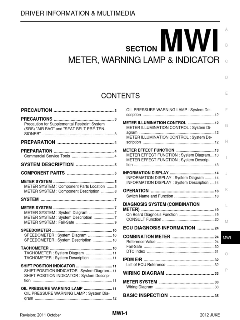 Meter, Warning Lamp & Indicator: Section | PDF | Airbag | Seat Belt