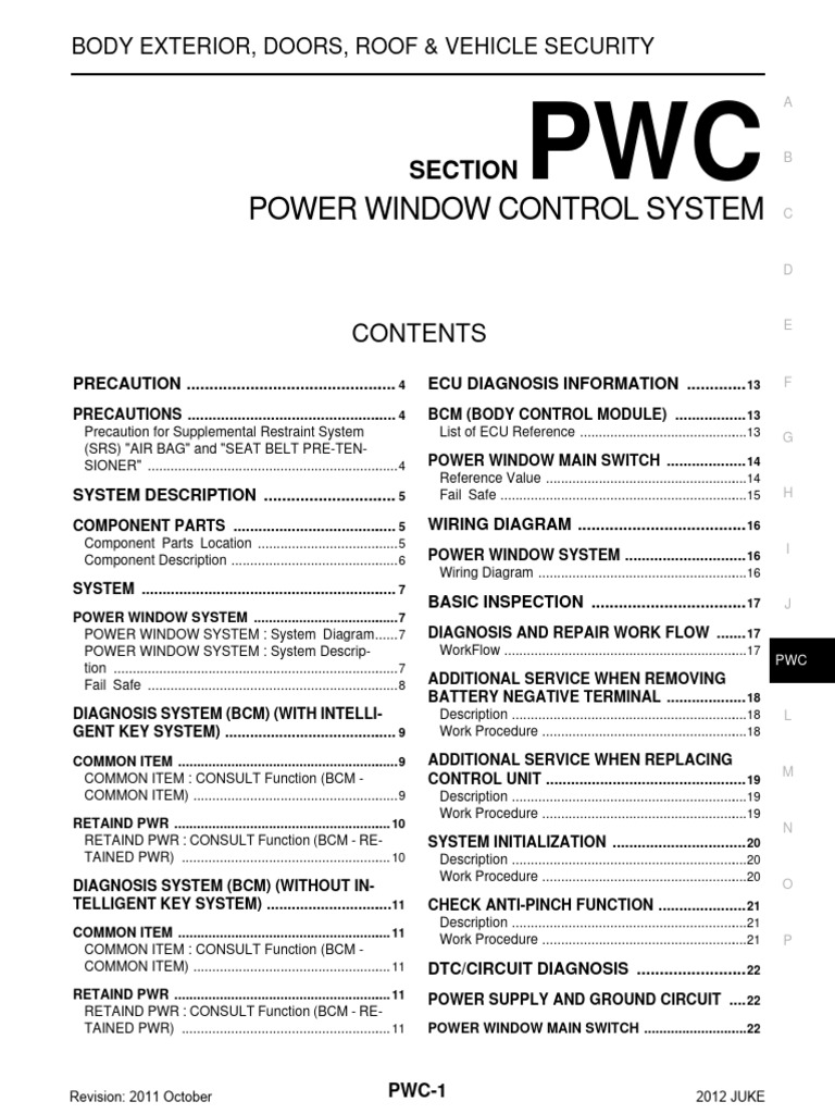 Power Window Control System: Section | PDF | Airbag | Seat Belt