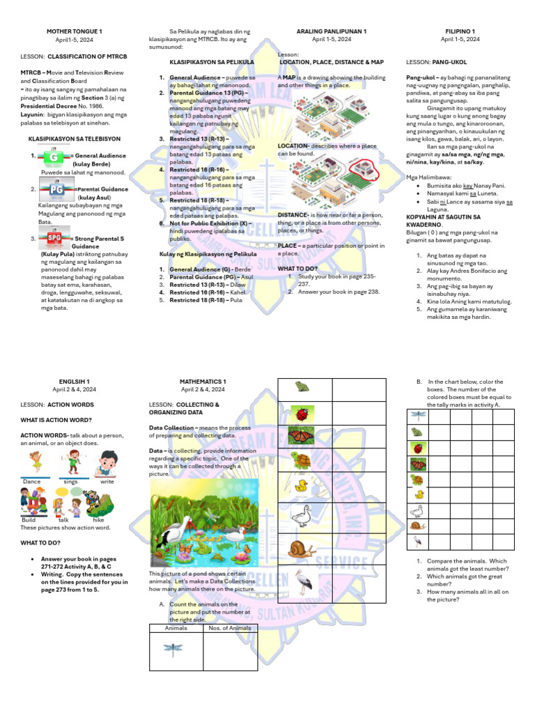 Grade 1 lessons April 1 | PDF