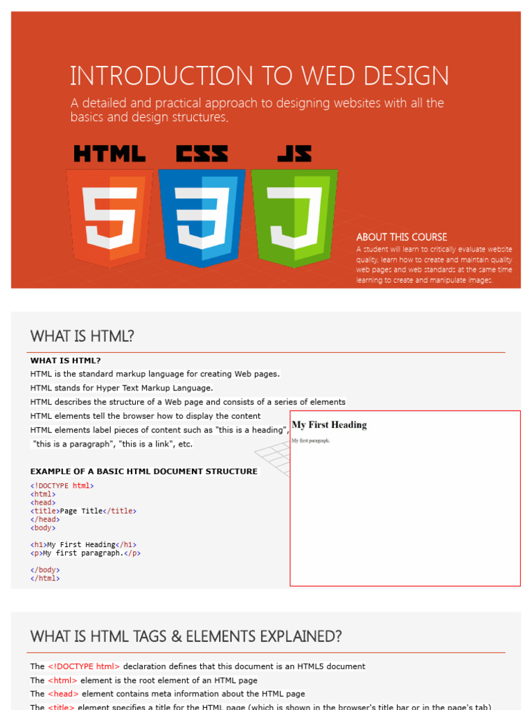 Web Design Introduction | PDF | Html | Html Element Web Design Introduction | PDF | Html | Html Element