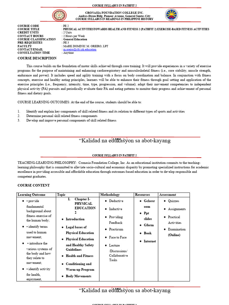Obe Syllabus Format | PDF | Physical Fitness | Physical Education Obe Syllabus Format | PDF | Physical Fitness | Physical Education