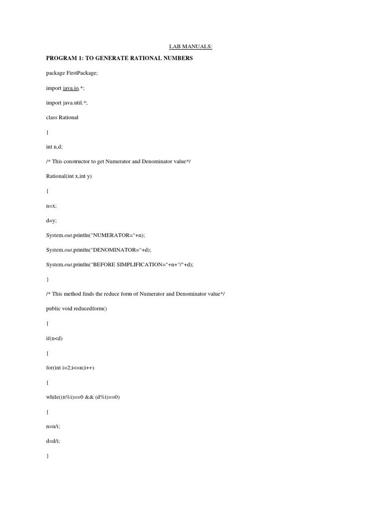 Prog1-Rational Numbers | PDF