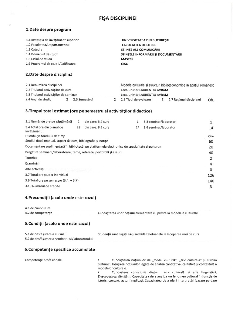 GISC_II_sem.2_Modele Culturale Si Structuri Biblioteconomice in Spatiul Romanesc | PDF