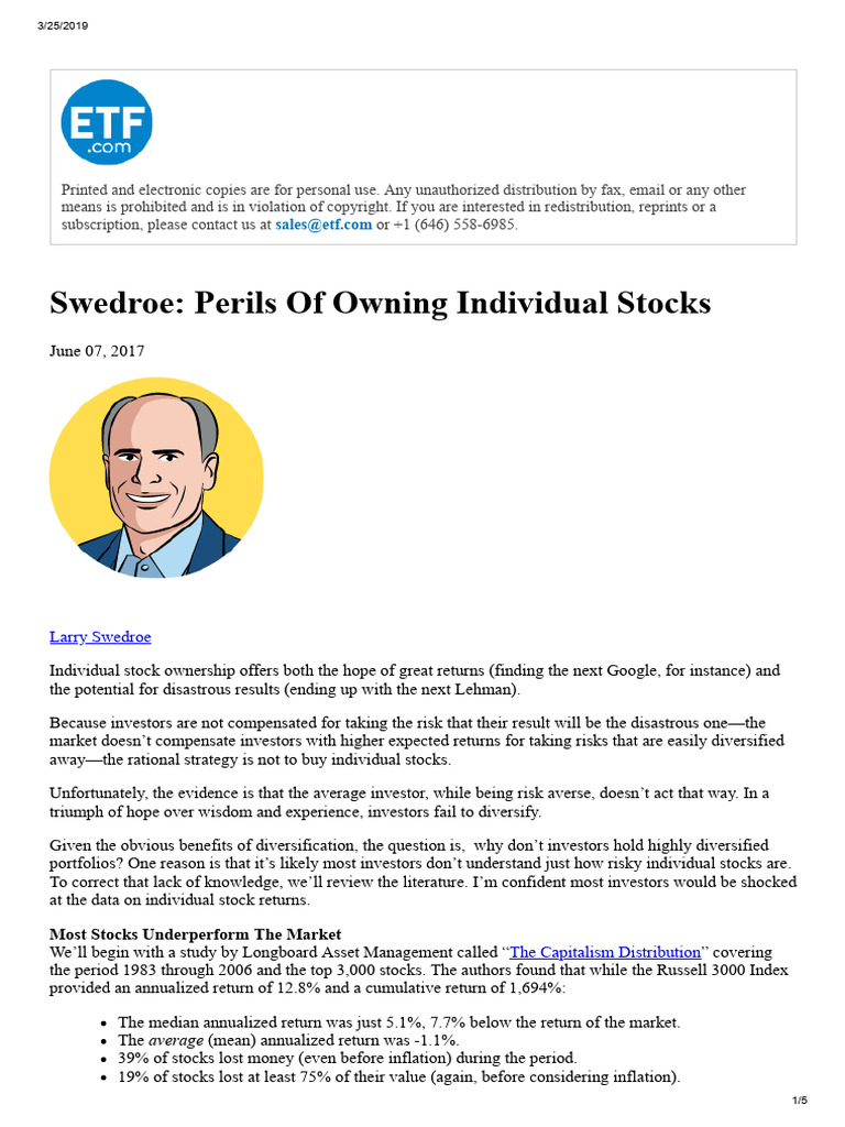 ETFcom Perils of Owning Individual Stocks | PDF | Diversification ...