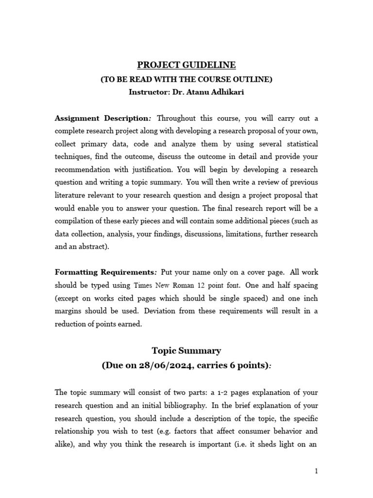 MRBDM Project Guideline 2024 | PDF | Methodology | Cognition