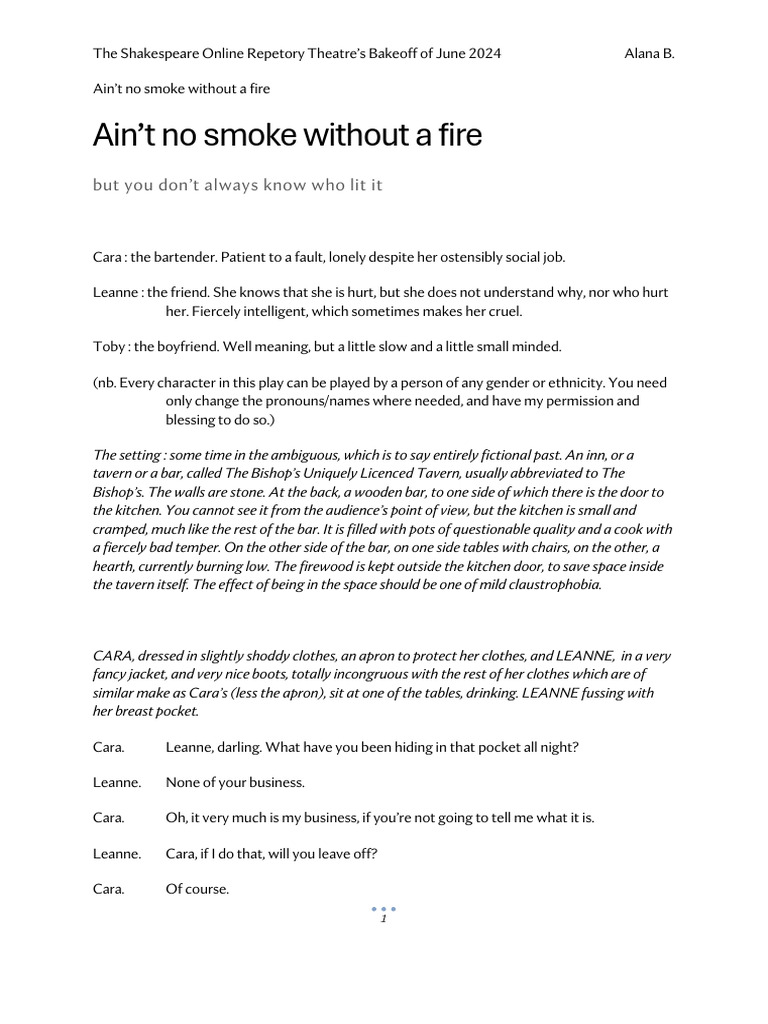 Ain't No Smoke Without A Fire - Bakeoff June 2024 | PDF | Poetry