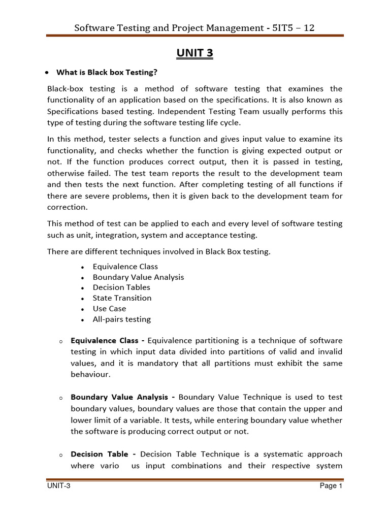 Unit 3 STPM 5it5-12 2023 | PDF | Software Testing | Computer Science