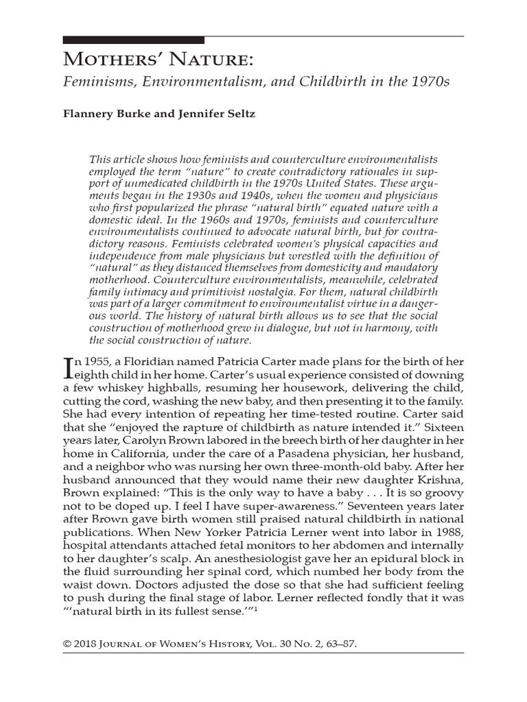 Mother's Nature Feminisme, Environmentalisme and Childbirth in The ...