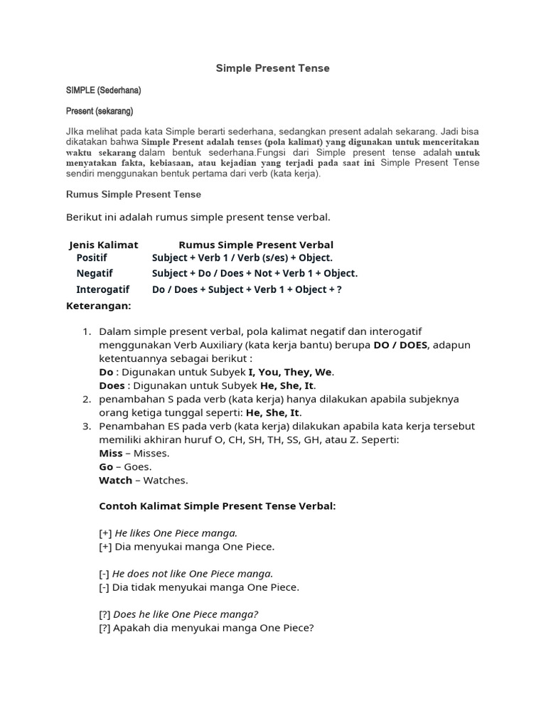 Simple Present Tense | PDF