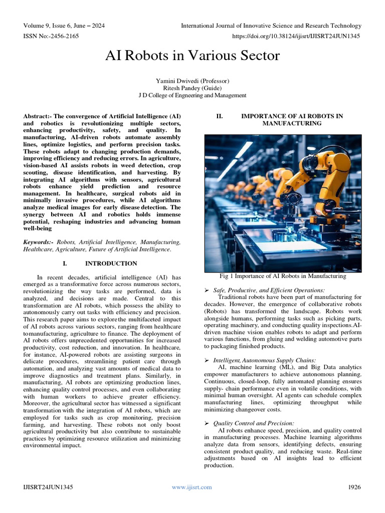 AI Robots in Various Sector | PDF | Artificial Intelligence ...