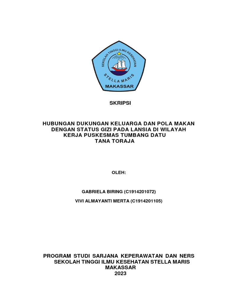 Skripsi Hubungan Dukungan Keluarga Dengan Status Gizi Lansia - Pdf.crdownload | PDF | Kesehatan ...