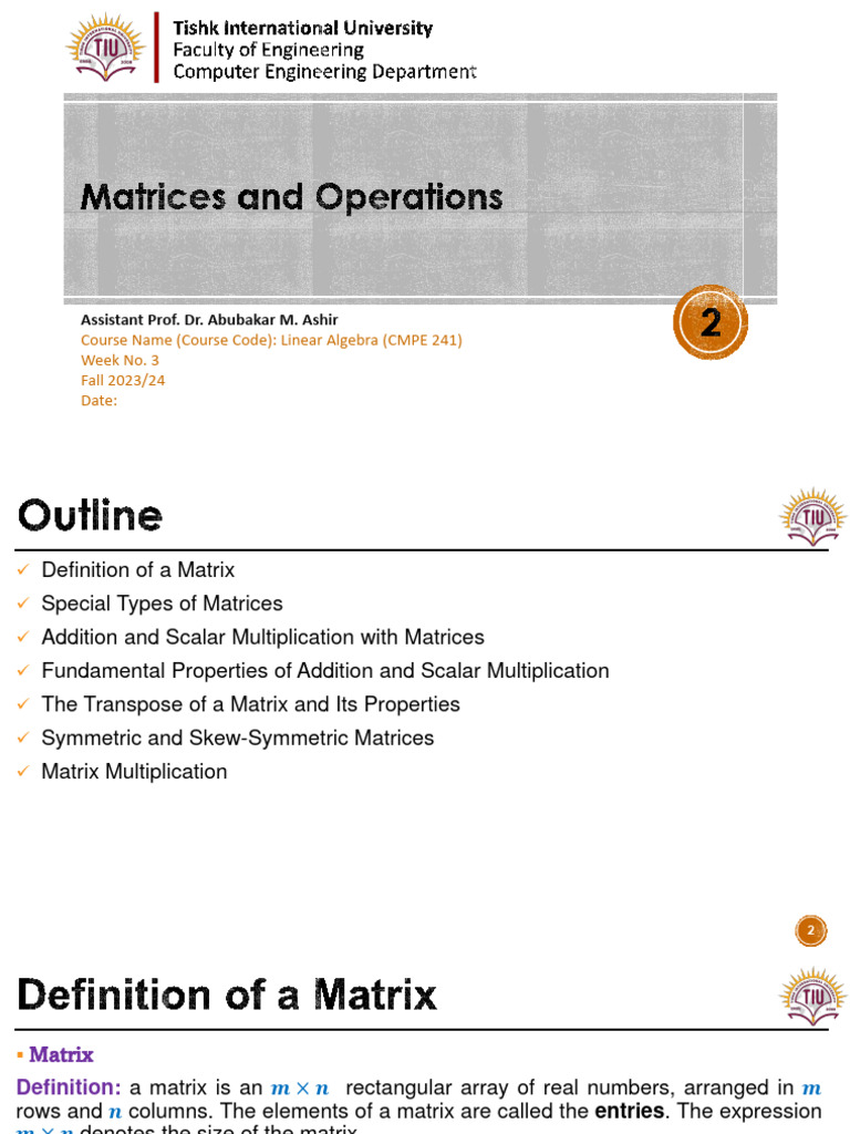 Matrices and Operations | PDF | Matrix (Mathematics) | Abstract Algebra