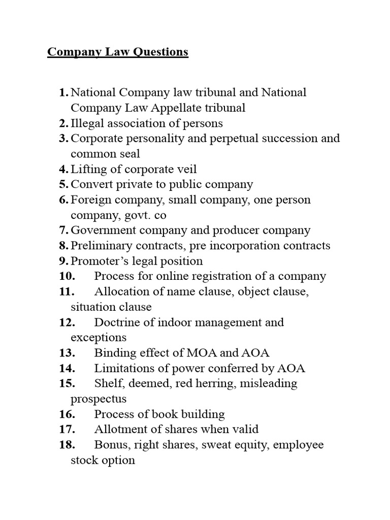 Company Law Essentials | PDF