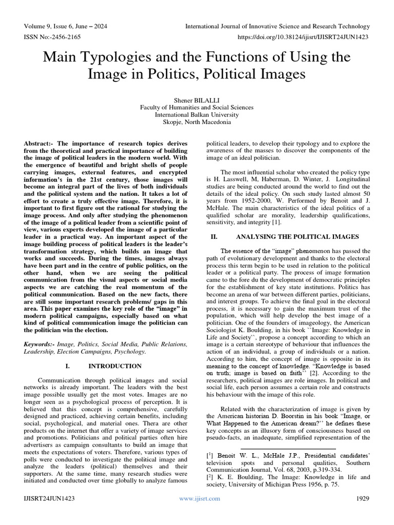 Main Typologies and The Functions of Using The Image in Politics, Political Images | PDF | Image ...