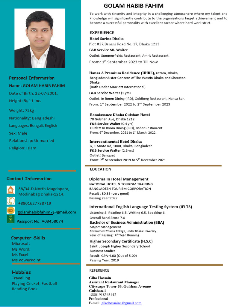 Golam Habib Fahim CV - 240106 - 163156 | PDF | Dhaka | World Politics