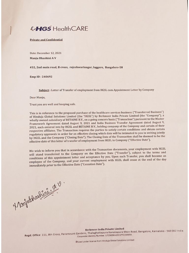 HGS Experience Letter.. | PDF