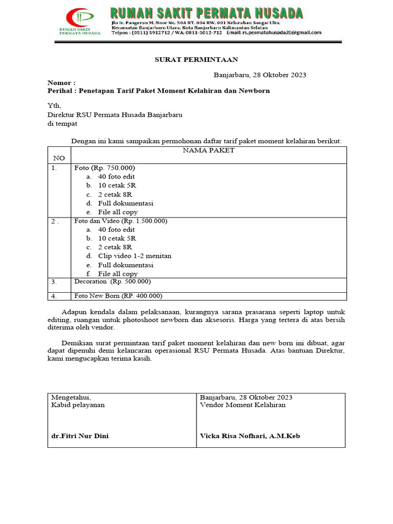 surat permintaan vendor | PDF