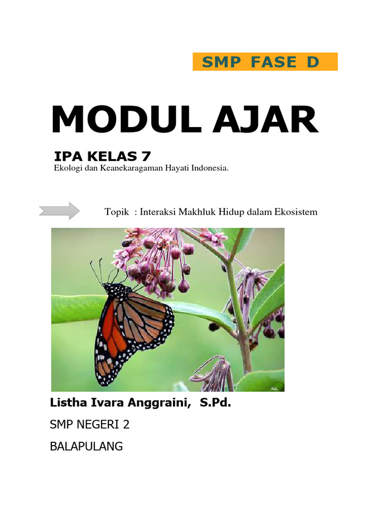 MODUL AJAR - INTERAKSI ANTAR KOMPONEN DALAM EKOSISTEM - Removed | PDF ...