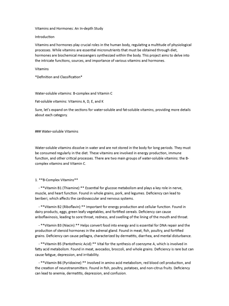 vitamins isc project | Download Free PDF | Vitamin | Hormone