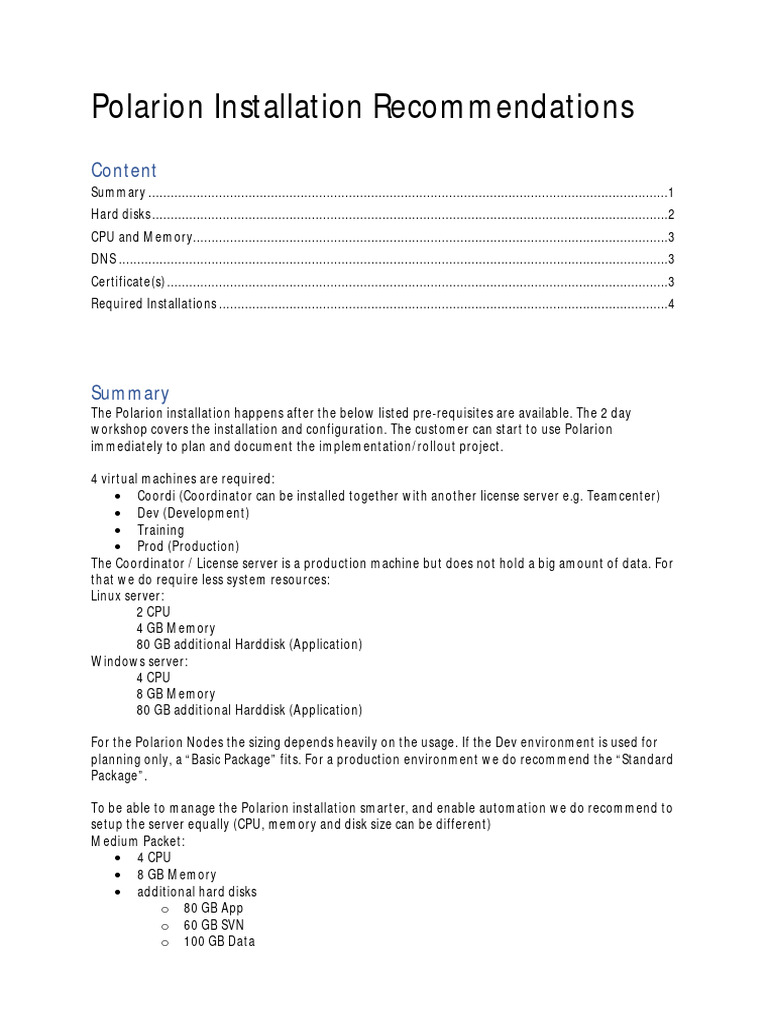 Polarion Installation Guidelines | PDF | Domain Name System | Hard Disk ...