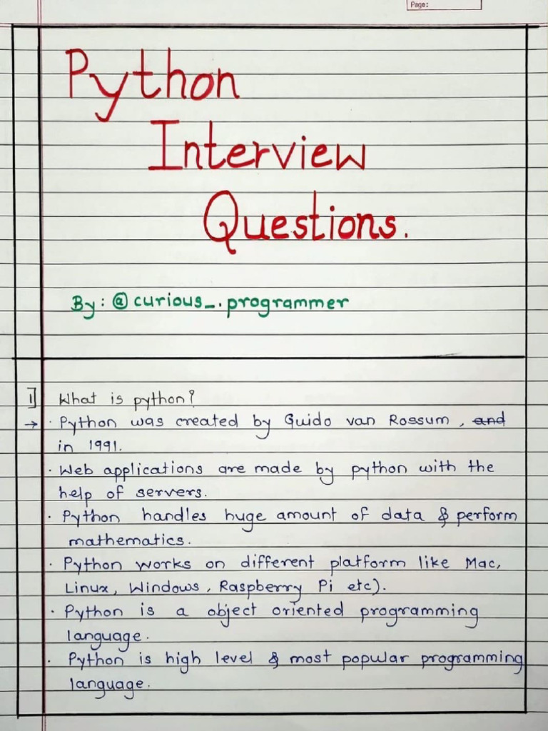 Python Interview Question | PDF Python Interview Question | PDF