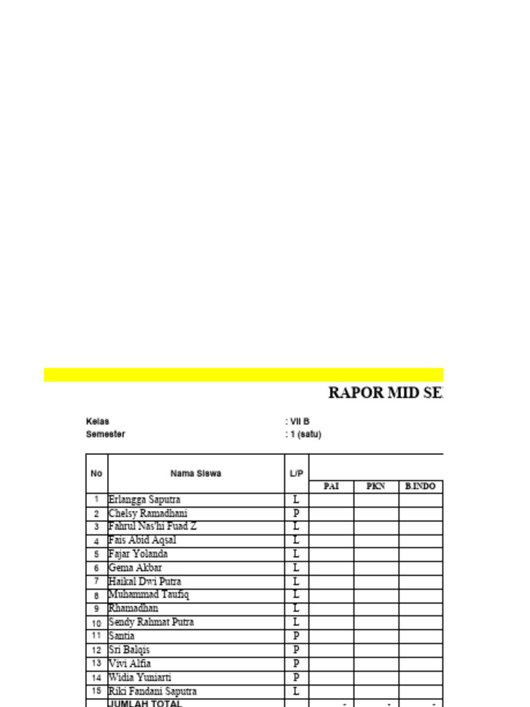 Blanko Rapor Mid SMT 1 TP 2122 Ok | PDF