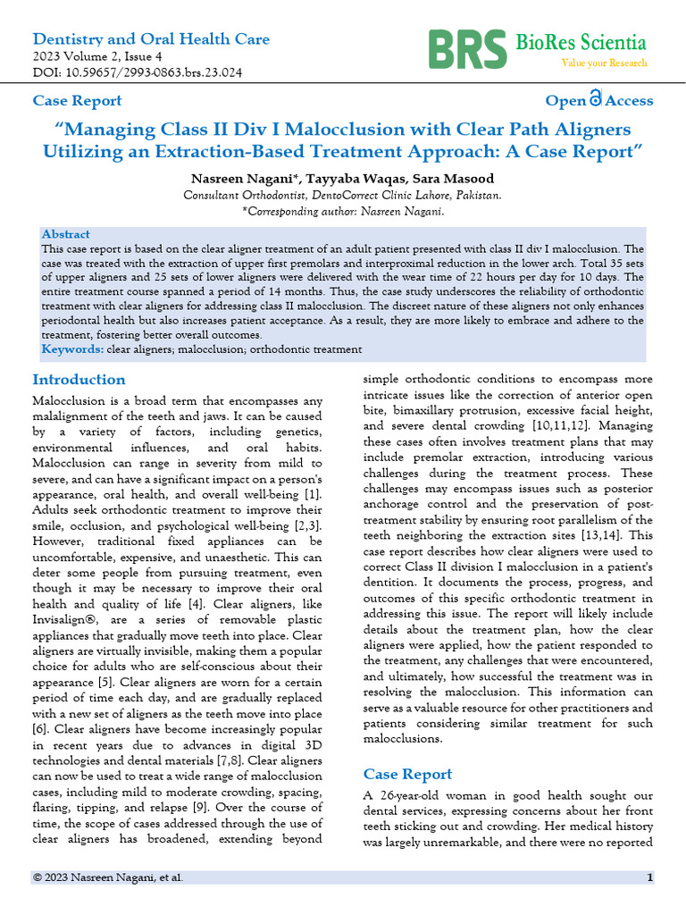 Managing Class Ii Div I Malocclusion With Clear Pa Pdf Orthodontics