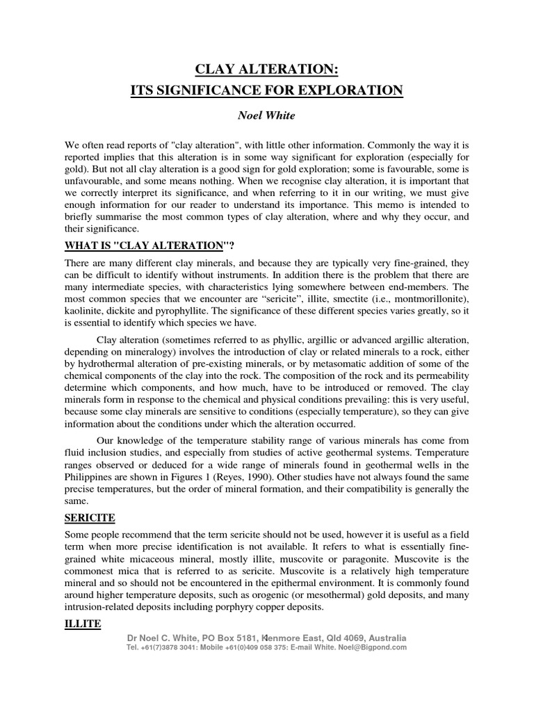 Clay Alteration in Exploration White2005 | PDF | Weathering | Minerals
