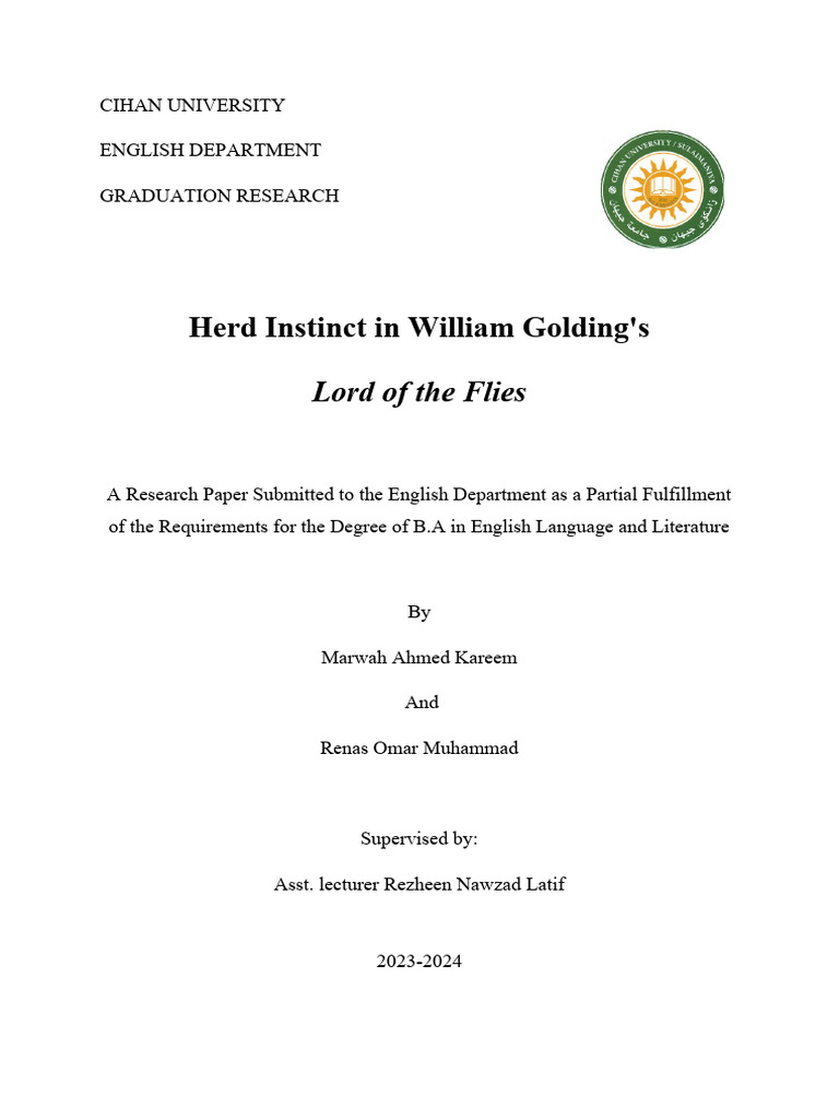 Herd Instinct in William Golding's Lord of The Flies | PDF | Id | Thought