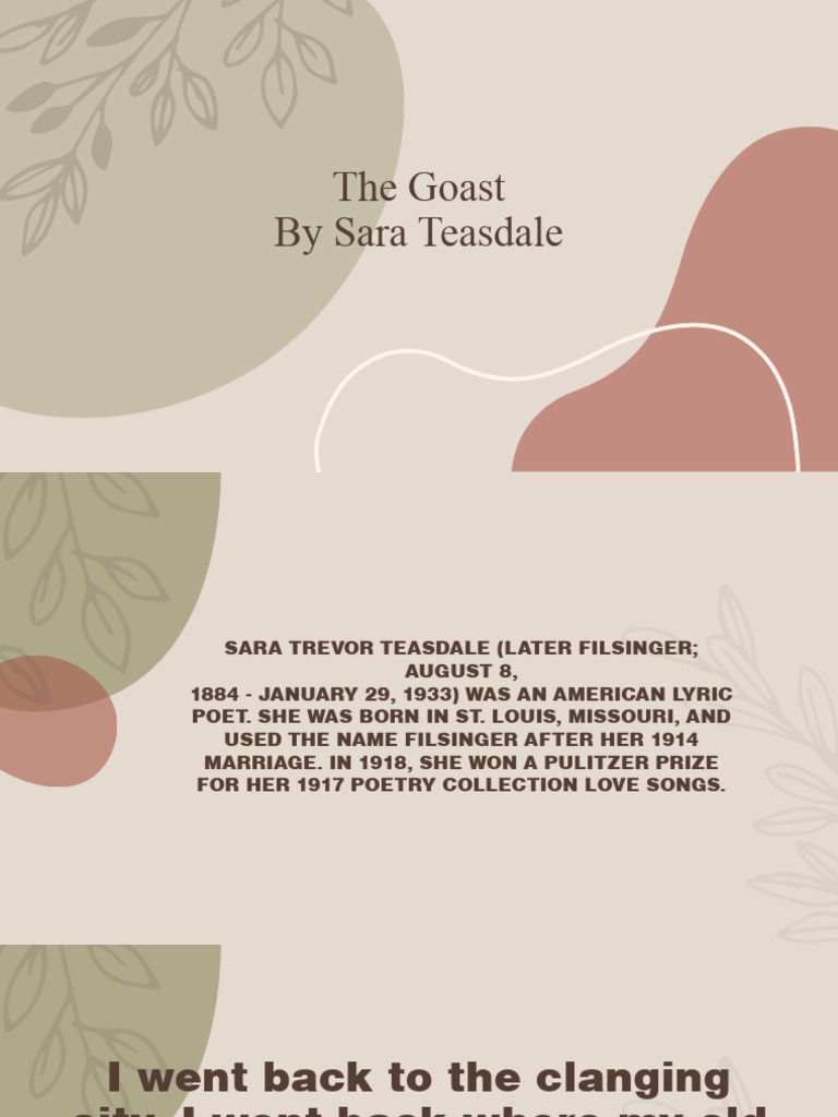 The Goast by Sara Teasdale | PDF