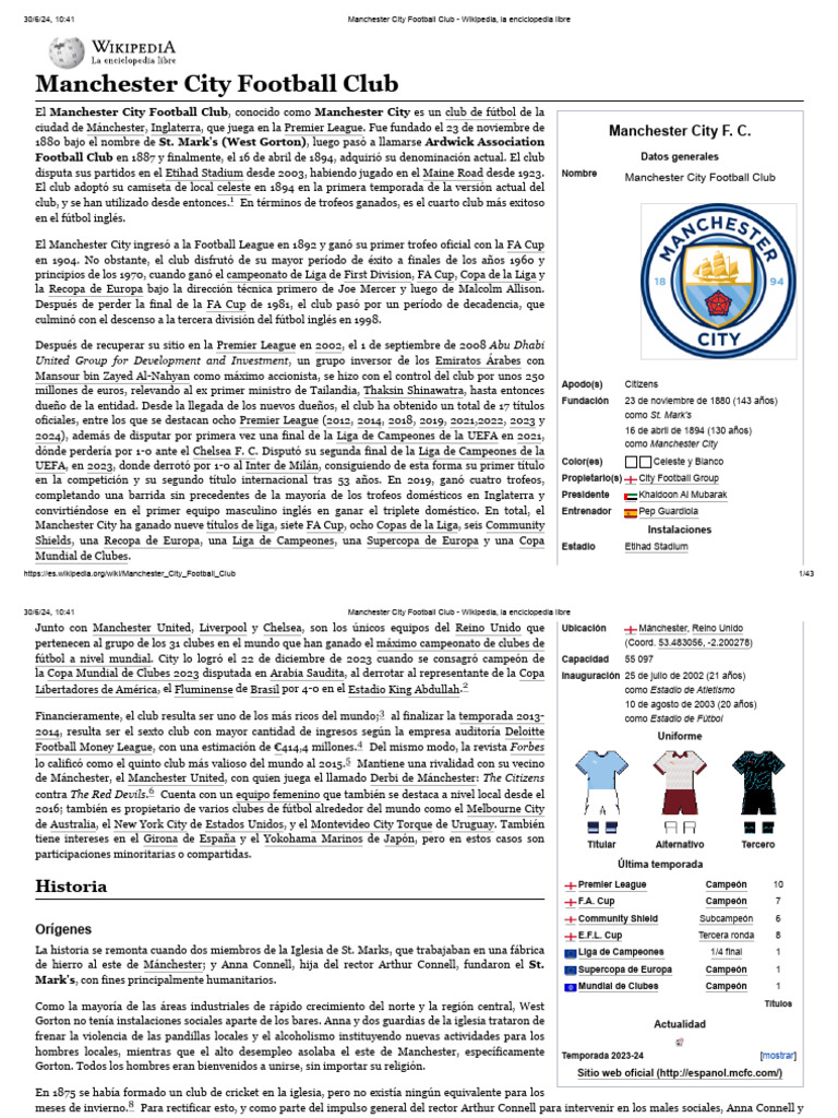 Manchester City Football Club | PDF | Manchester United FC | Tottenham ...