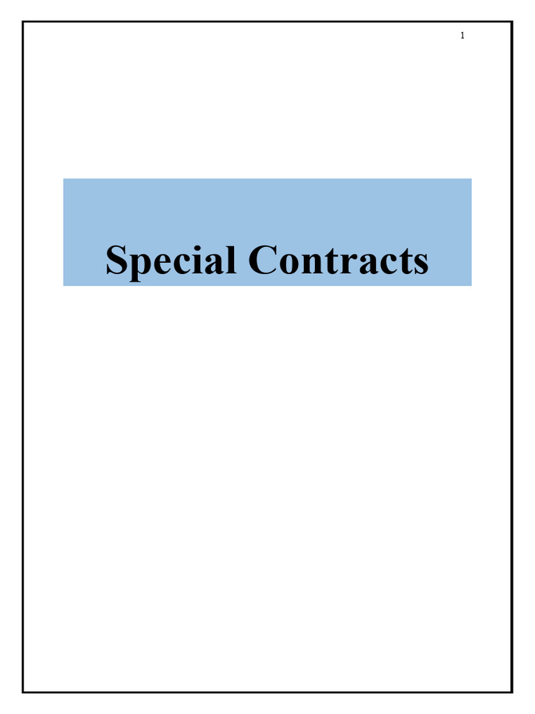 Special Contracts | PDF | Indemnity | Guarantee