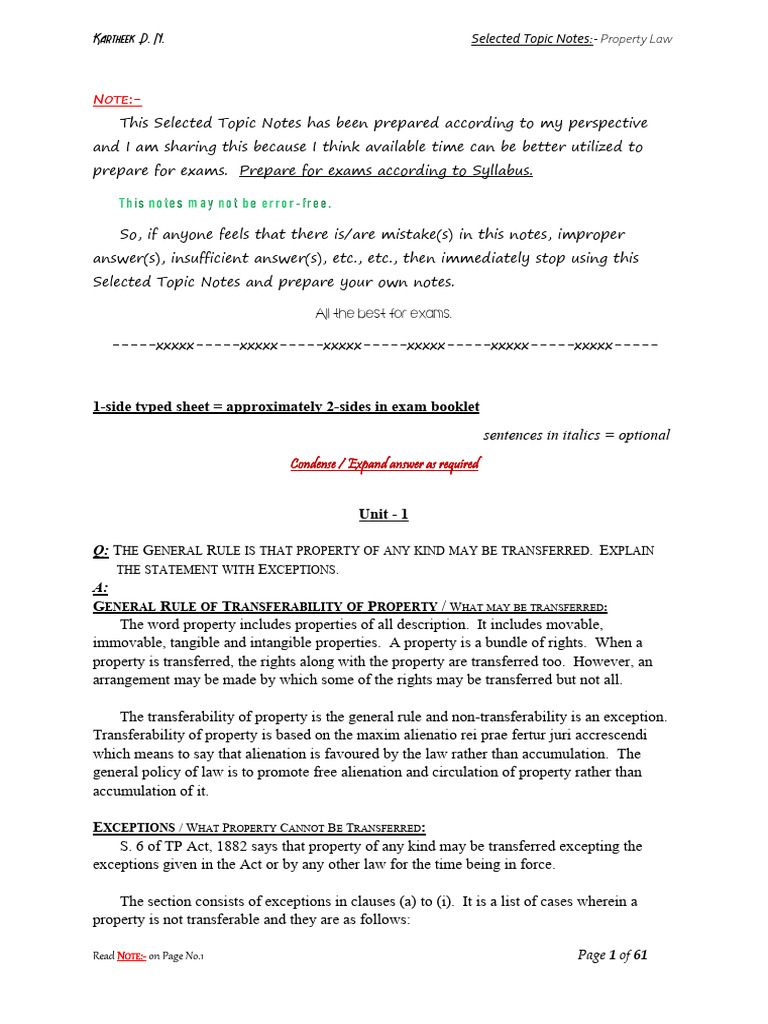 Notes Property Law Pdf Mortgage Law Foreclosure